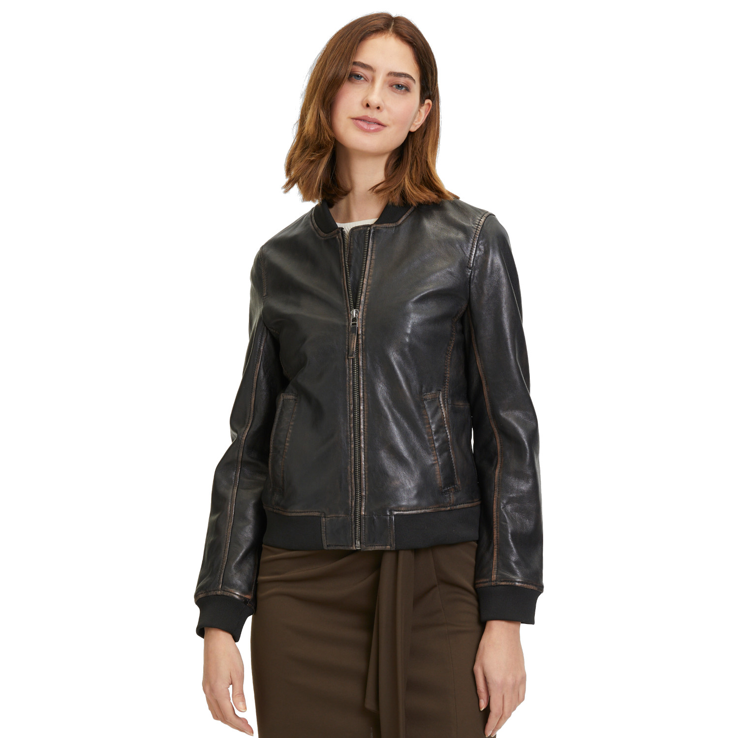 Geaca de Piele Dama Mauritius Negru Vintage GWBrita