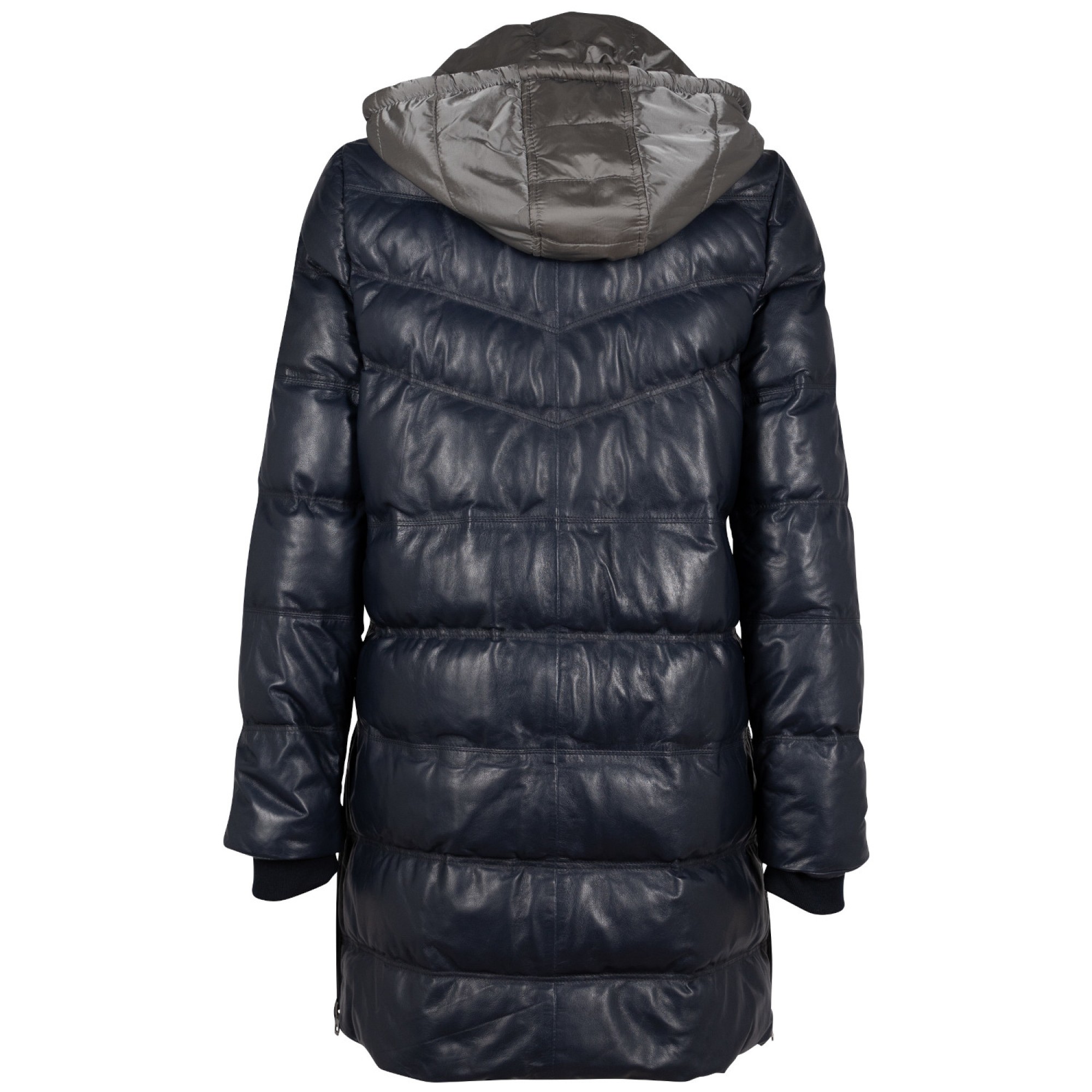 Geci de Piele : Geaca Lunga de Piele Dama Mauritius Albastra ...