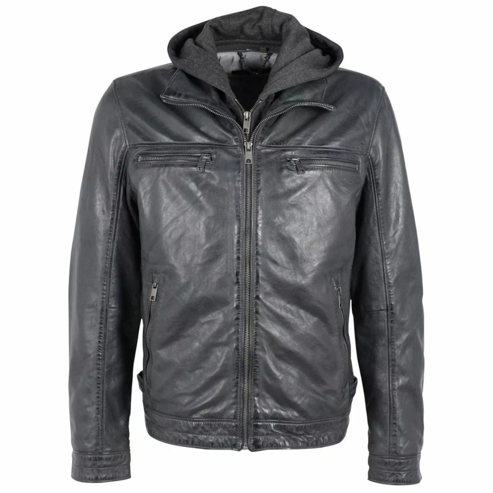 Geaca de Piele Barbati Gipsy Coniac Inchis GMRian LABOV