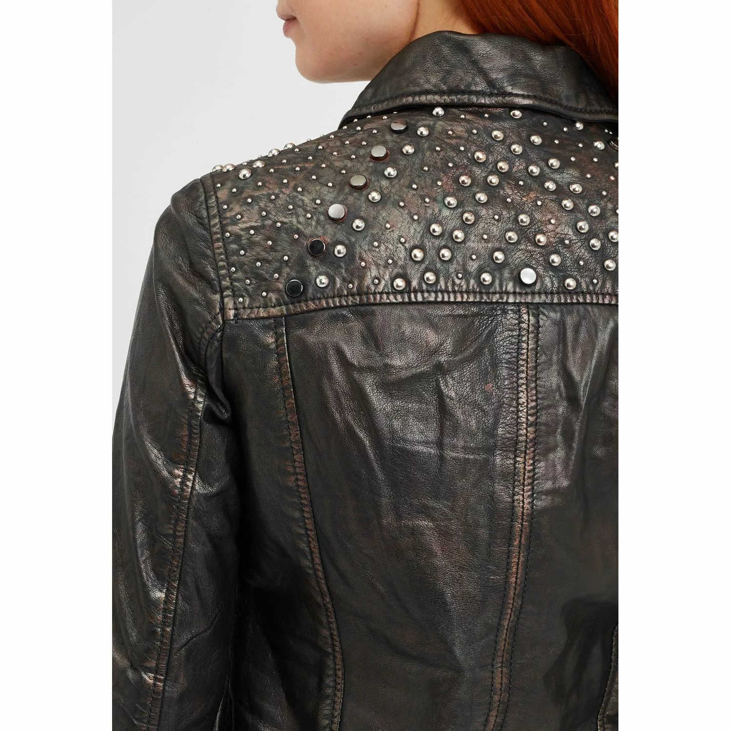 Geaca de Piele Dama Gipsy Negru Metalic G2GLania SF LAMEV