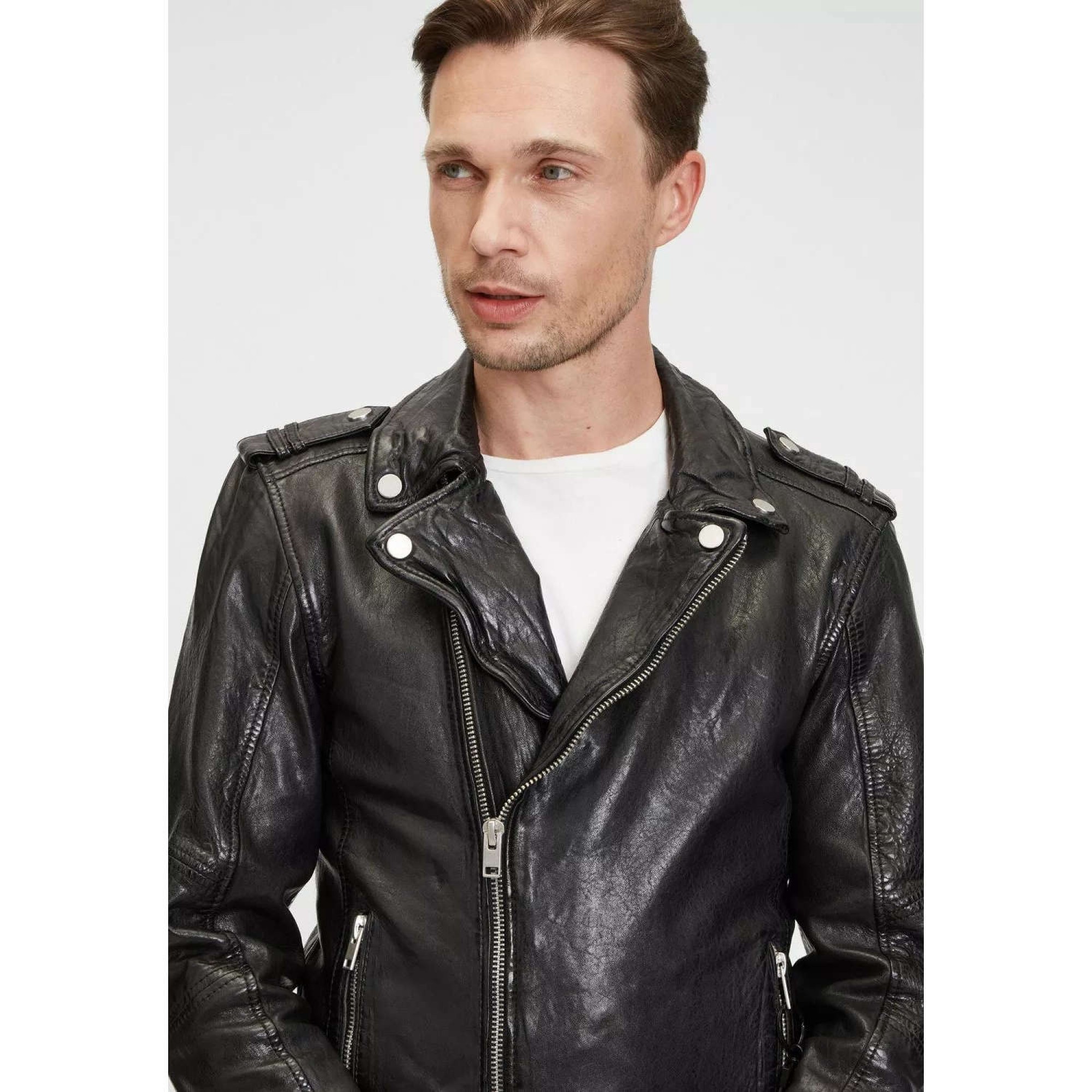 Geaca de Piele Barbati Gipsy Neagra G2MSanju