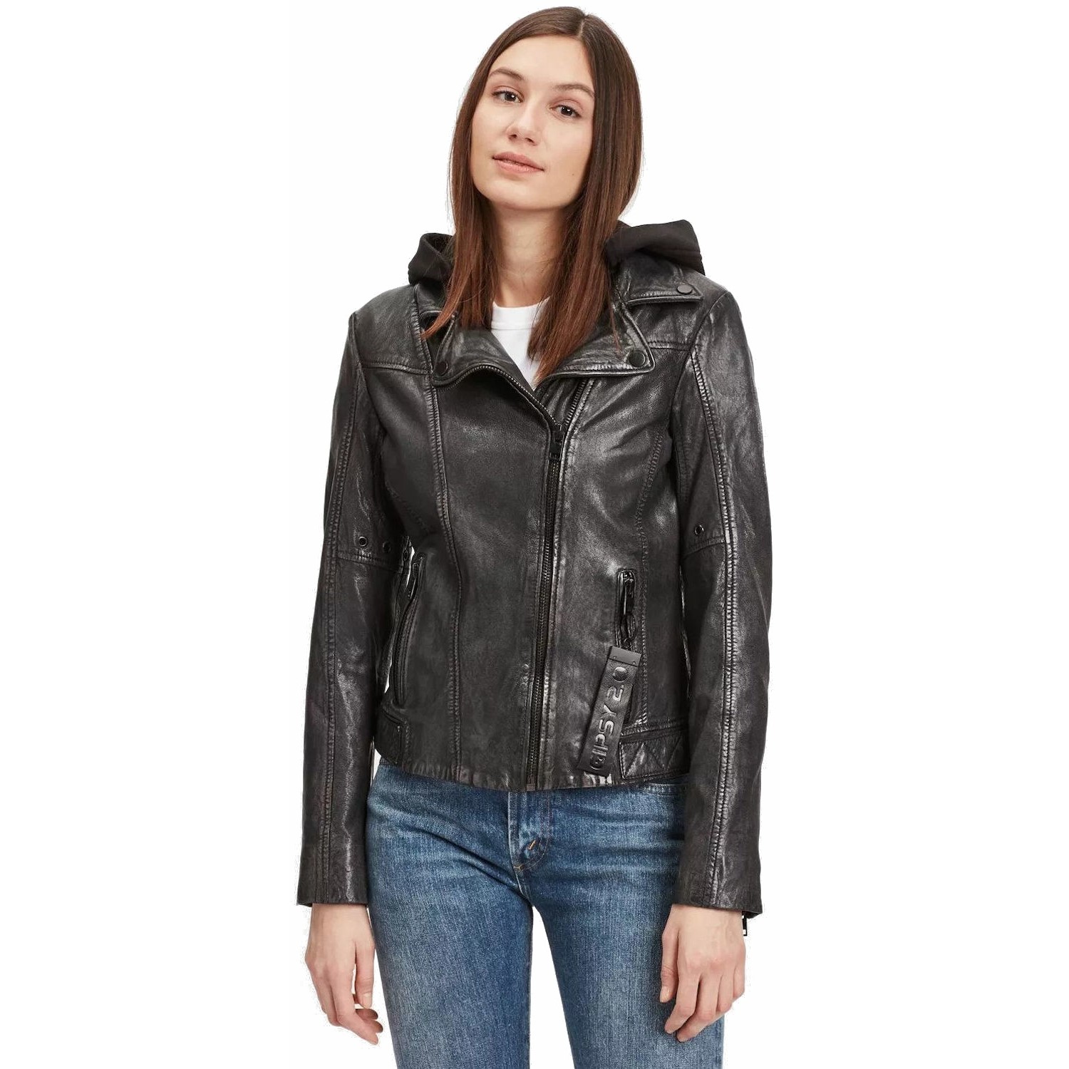 Geaca de Piele Dama Gipsy Negru/Violet G2WSela SF LACOV