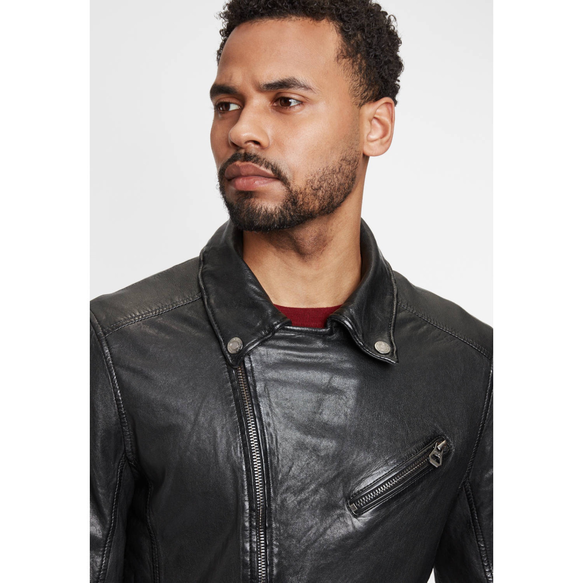 Geaca de Piele Barbati Gipsy Neagra GMThalas