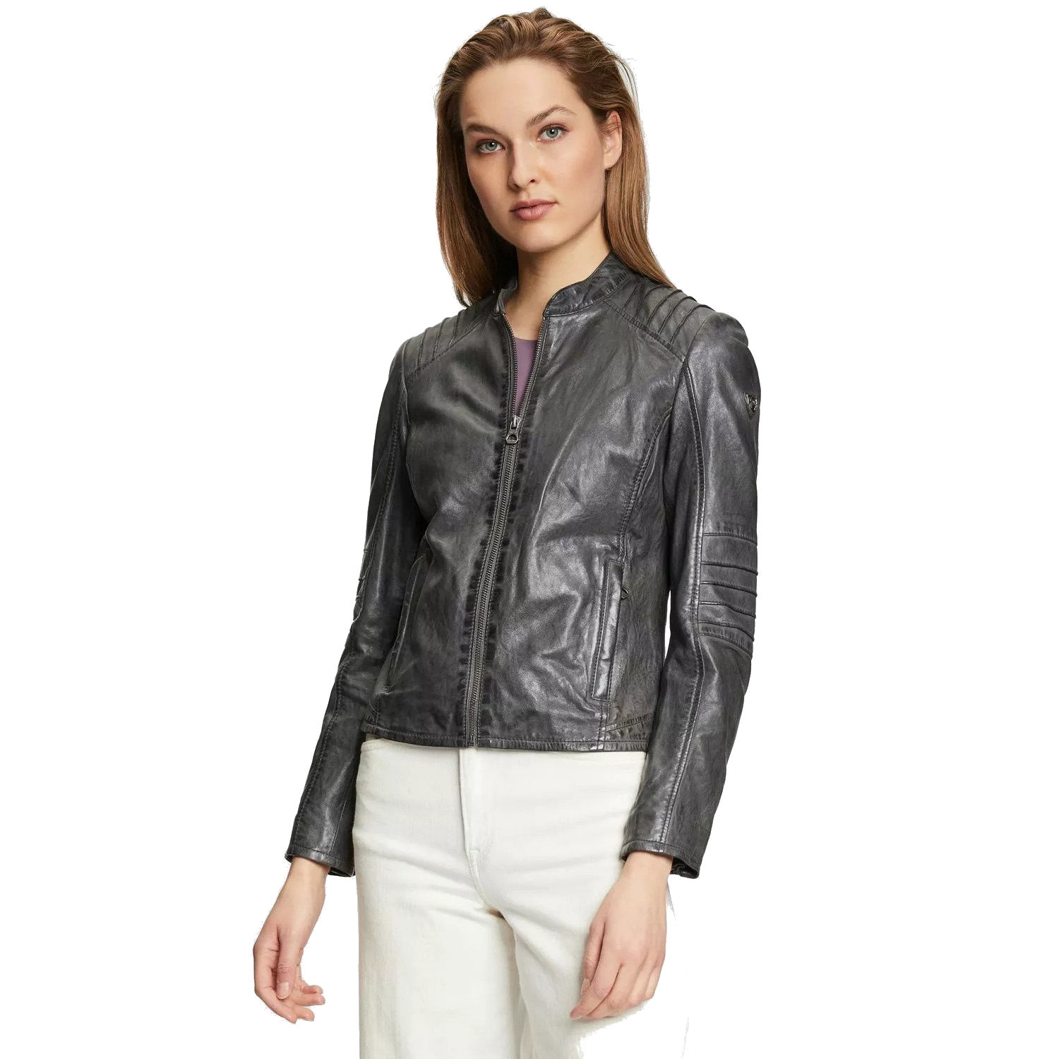 Geaca de Piele Dama Gipsy Gri GWJetti