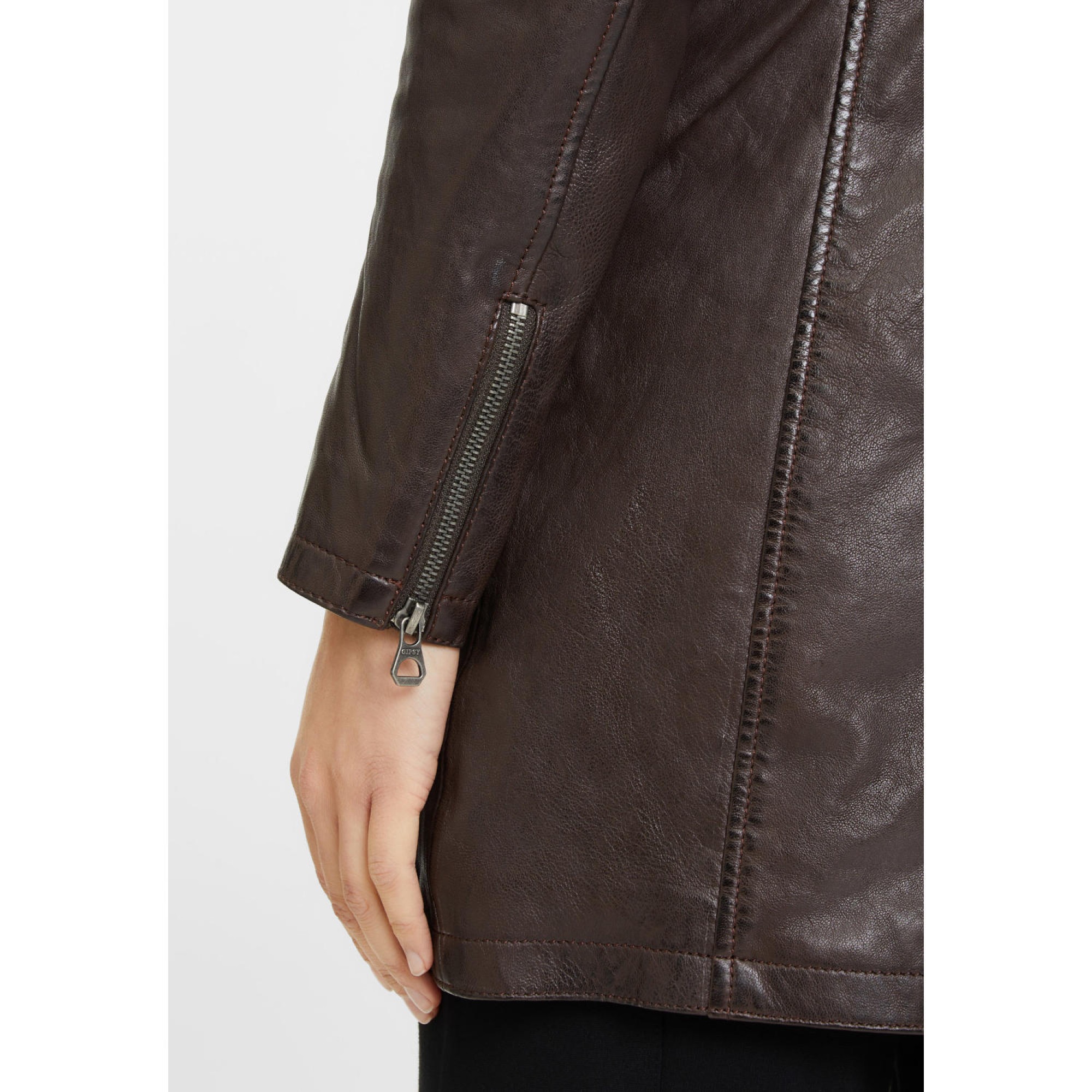 Geaca Lunga de Piele Dama Gipsy Maro Inchis GWMarlis