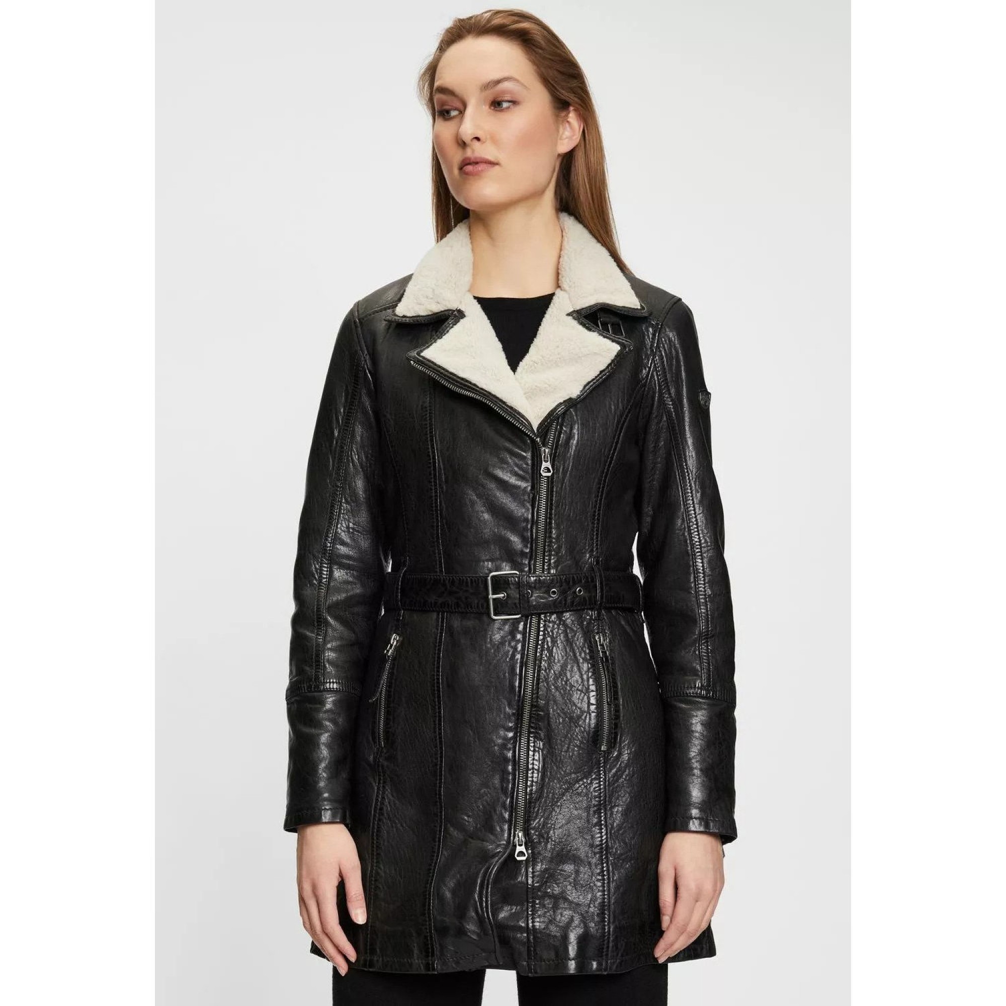 Geaca Lunga de Iarna din Piele Dama Gipsy Neagra GWTamala