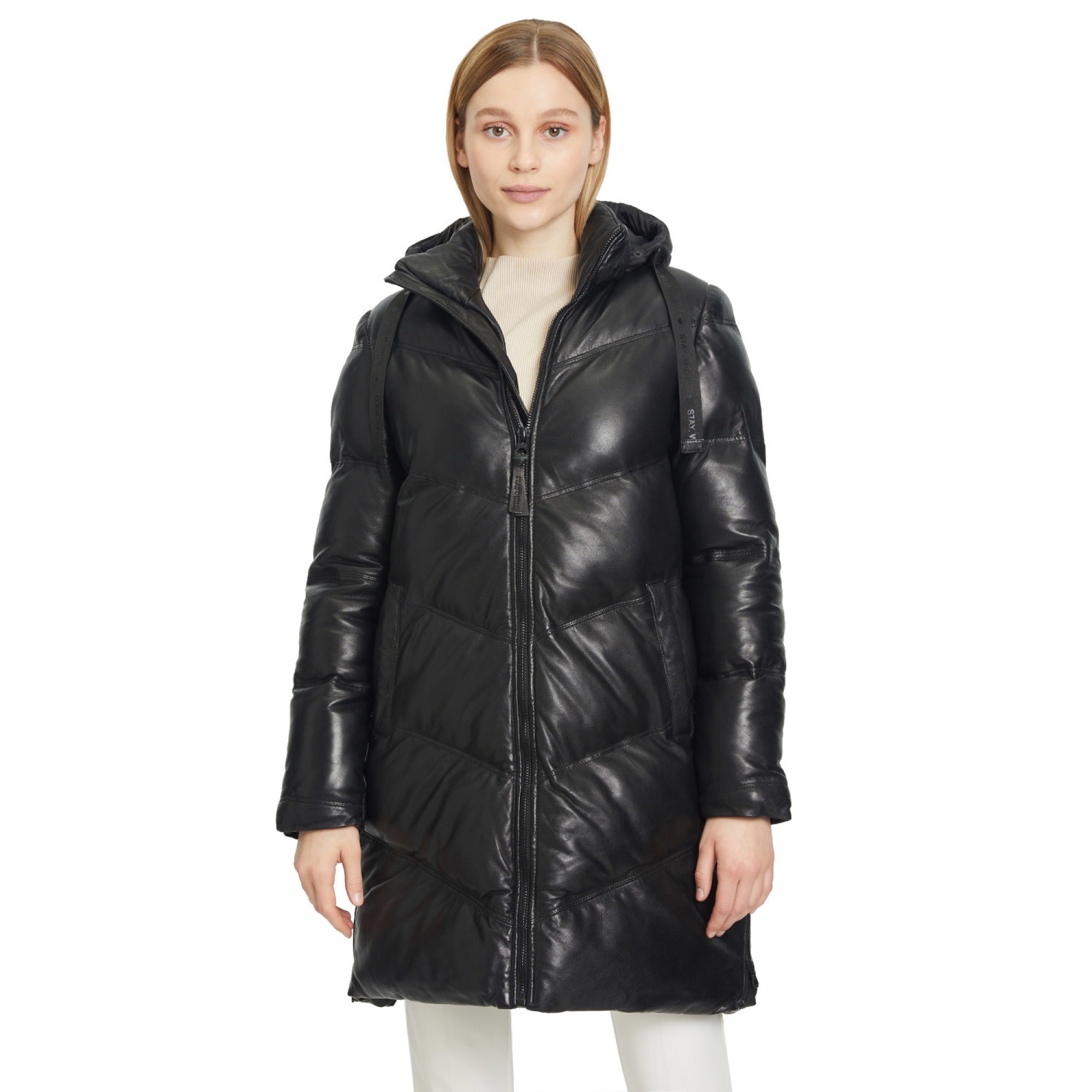 Geaca Lunga de Iarna din Piele Dama Gipsy Neagra GWVallie