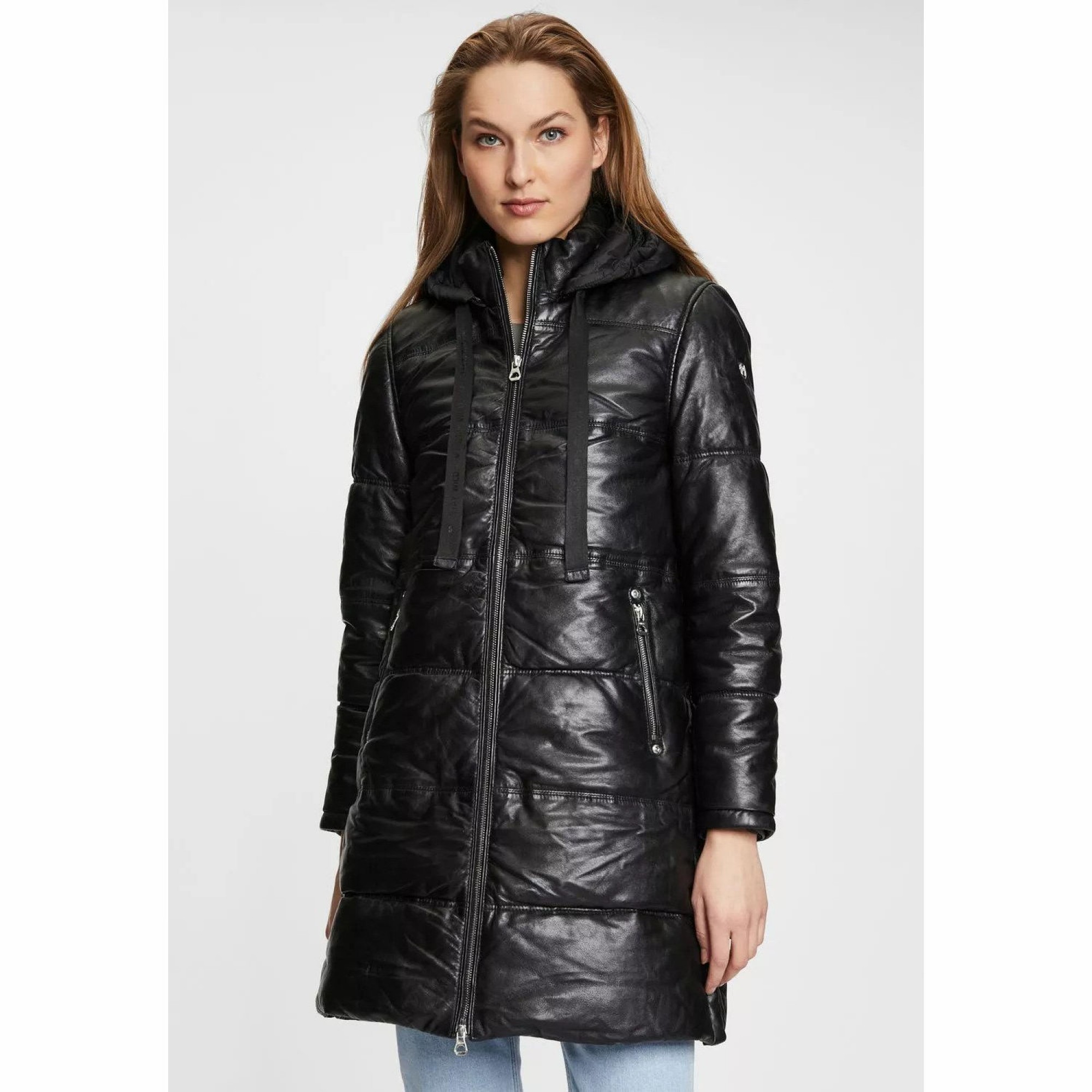 Geaca Lunga de Iarna din Piele Dama Gipsy Neagra GWViri