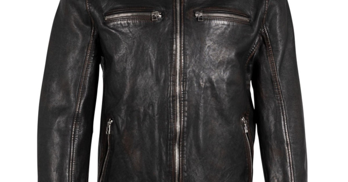 Geaca de Piele Barbati Mauritius Silver Negru Vintage MMMatthio – Black ...