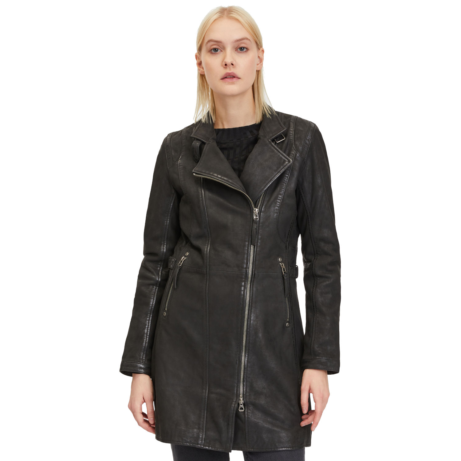 Geaca Lunga de Piele Dama Gipsy Neagra Margarethe