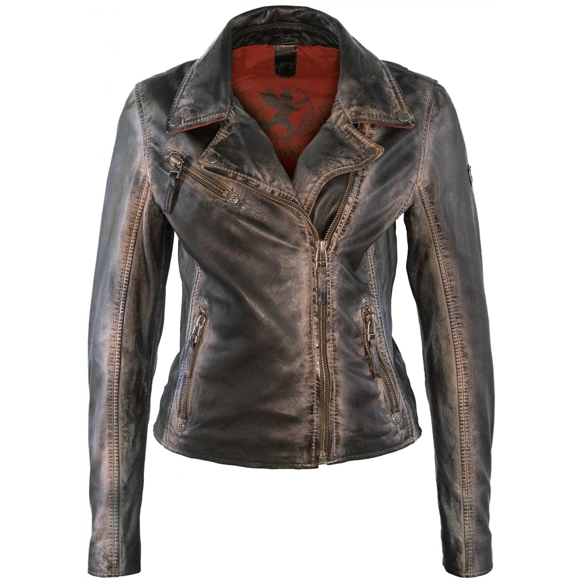 Geaca de Piele Naturala Dama Gipsy Neagra Vintage Christy ...