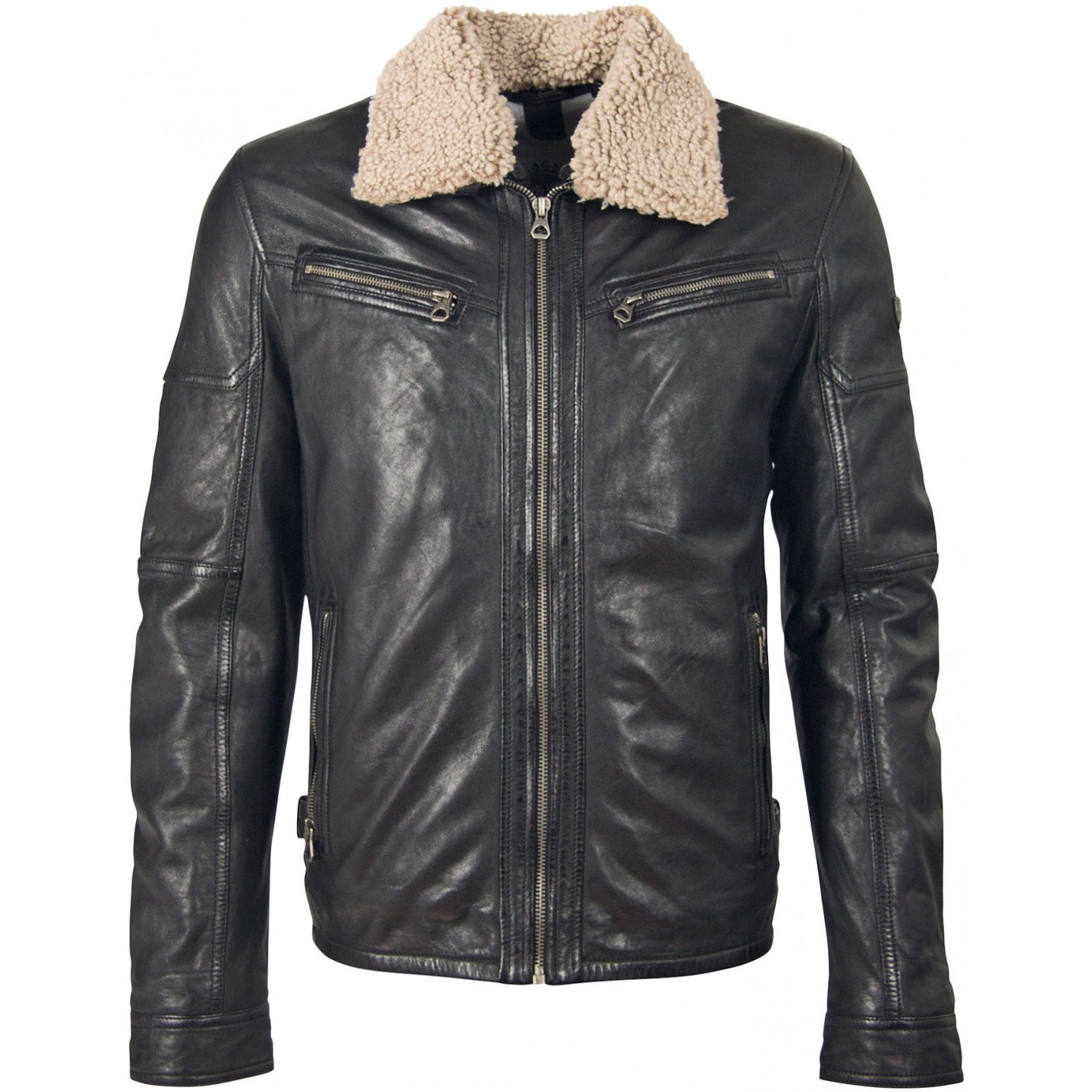Geaca de Piele Naturala Barbati Gipsy Neagra GBOve LAHUV W